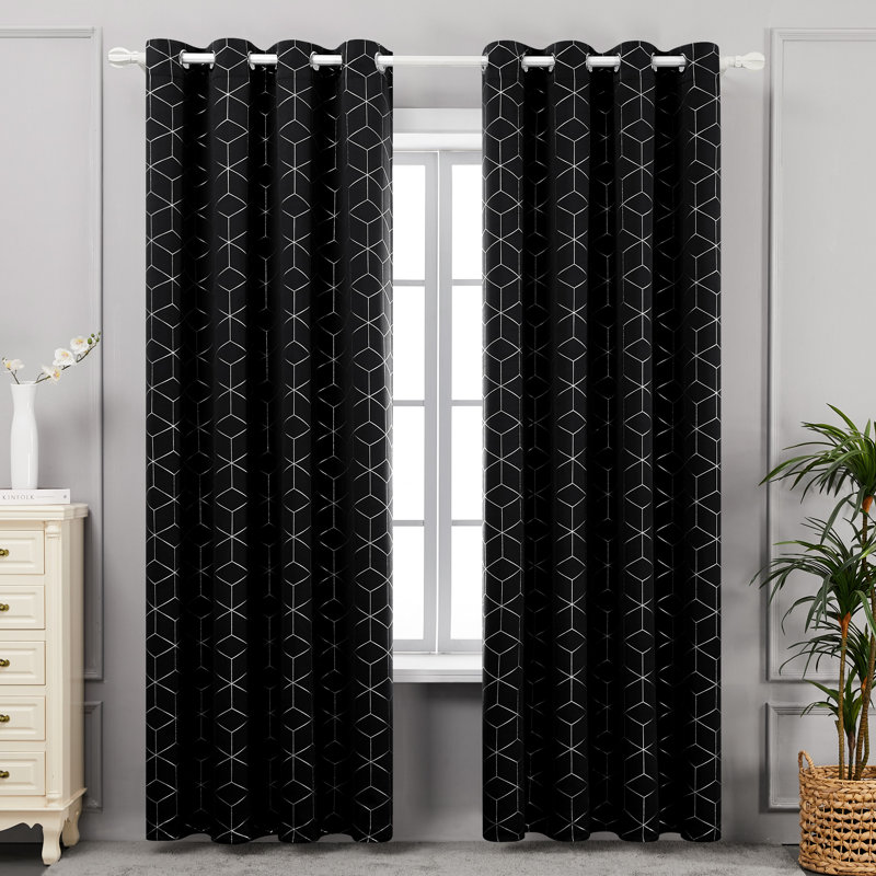 Deconovo Silver Diamond Pattern Curtain Pair | Wayfair